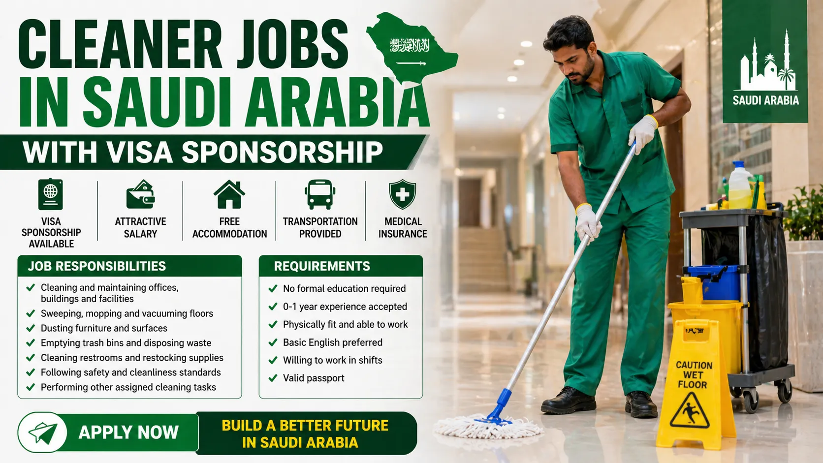Cleaner Jobs in Saudi Arabia with Visa Sponsorship 2026