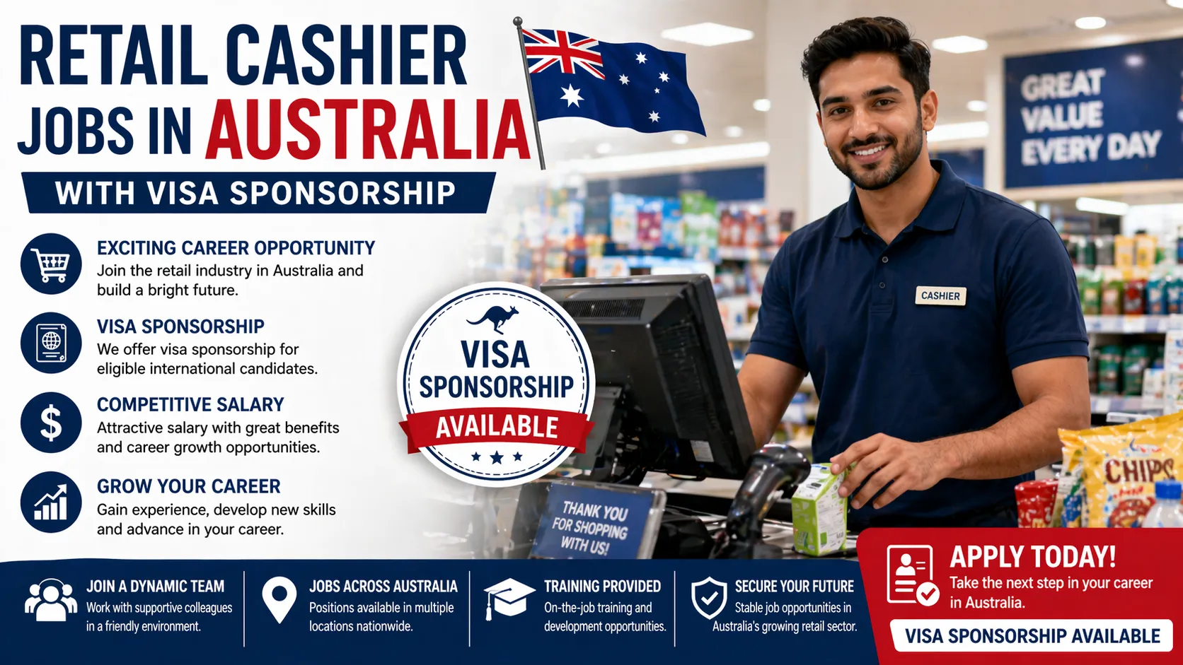 Retail Cashier Jobs in Australia with Visa Sponsorship 2026